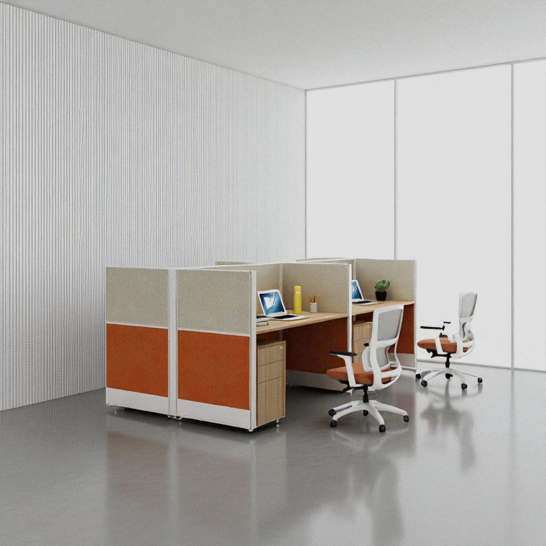 4-Way Modular Office Cubicle Workstation with Privacy Partition Panels ...