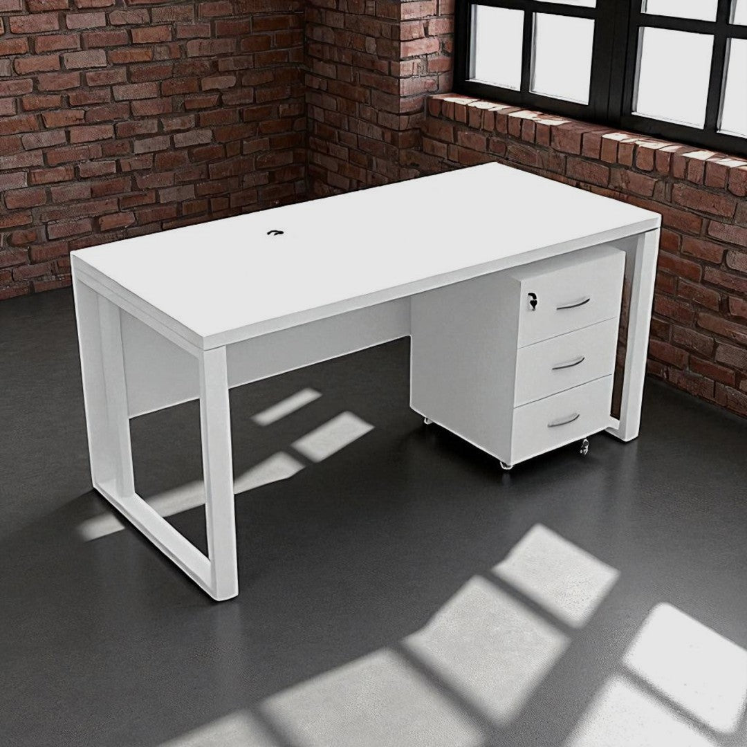 Straight Metal Legged Desk With Mobile Pedestal – Al Bait Al Aneeq ...